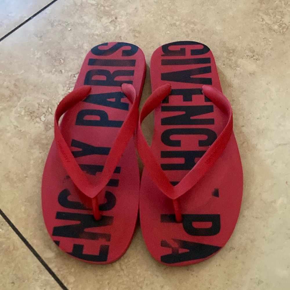 Men's Rubber Logo Flip Flop, Red - Gem